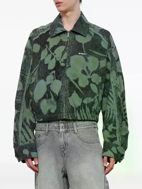 FENG CHEN WANG Plant-dye Cropped Bomber Jacket