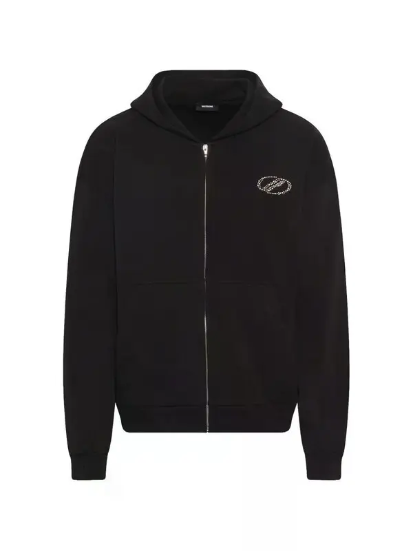 We11Done Rhinestone Logo Zip-up Hoodie