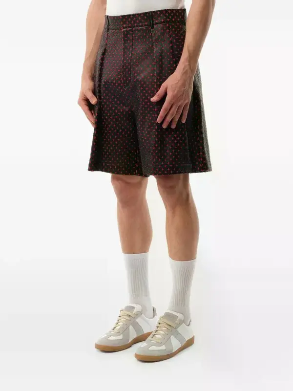 Givenchy Leather Cross-embroidered Shorts