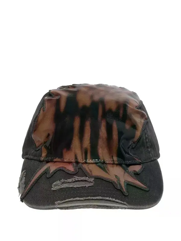 DIESEL® Distressed Flame Motif Cap - Black