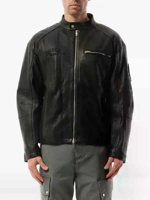 REPRESENT Belstaff Cafe Racer Embroidered Leather Biker Jacket