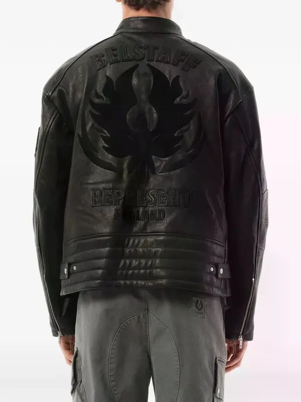 REPRESENT Belstaff Cafe Racer Embroidered Leather Biker Jacket