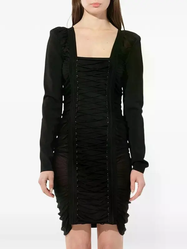 Balmain Lace-up Ruched Mini Dress