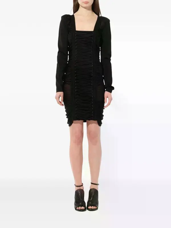 Balmain Lace-up Ruched Mini Dress