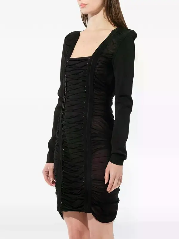 Balmain Lace-up Ruched Mini Dress