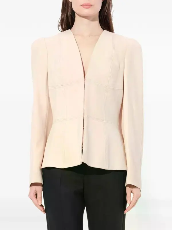 Alexander McQueen Cream Wool Peplum Jacket
