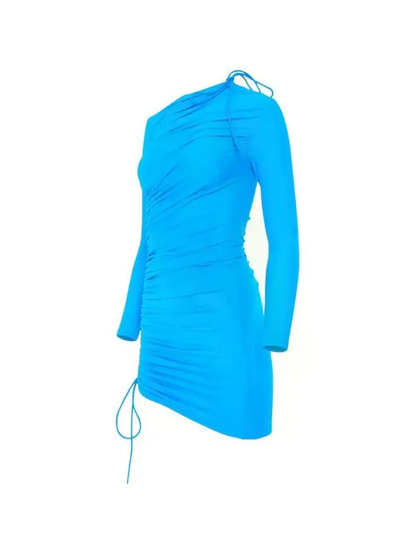 Balenciaga Gathered Drawstring Dress - Blue