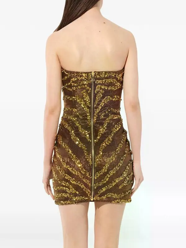 Balmain Embellished Strapless Mini Dress