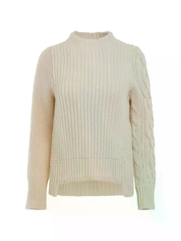 Sacai Cable-knit Ribbed High Neck Sweater