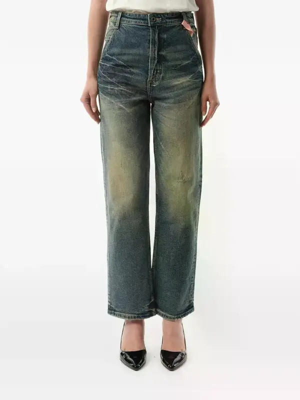 FAX COPY EXPRESS Straight Leg Jeans With Whiskering Effect