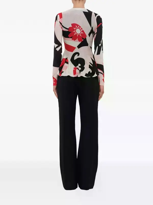 Alexander McQueen Abstract Print Peplum Cardigan