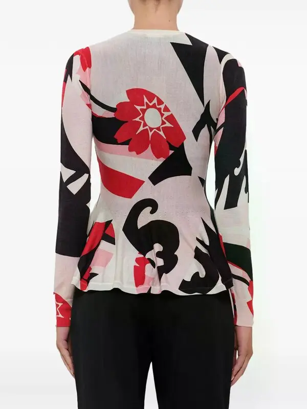 Alexander McQueen Abstract Print Peplum Cardigan