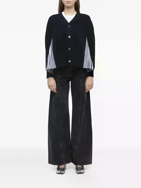 Sacai Pleated Striped Cardigan