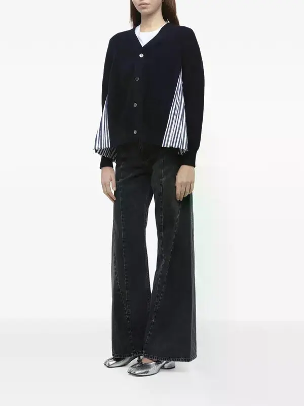 Sacai Pleated Striped Cardigan