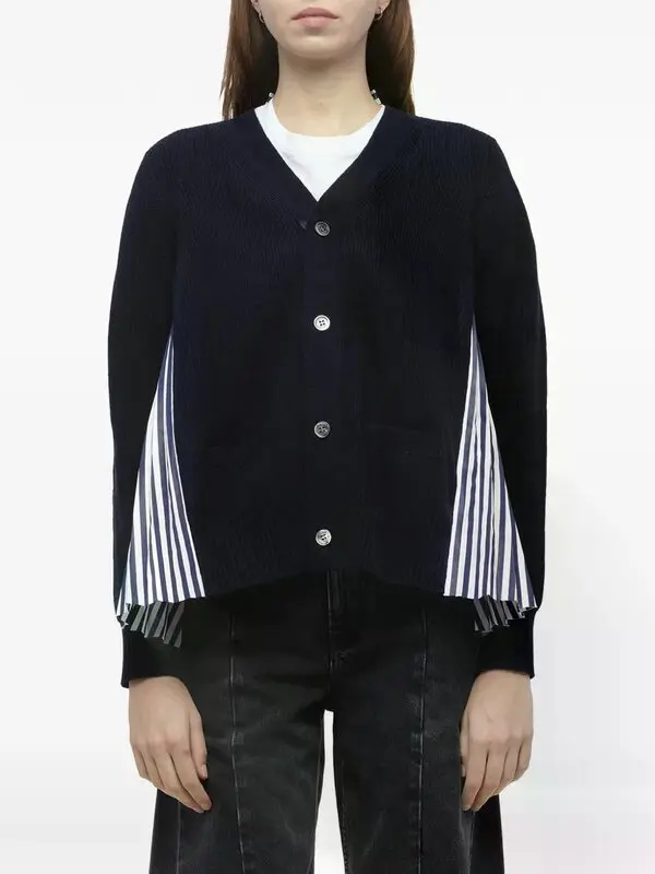 Sacai Pleated Striped Cardigan