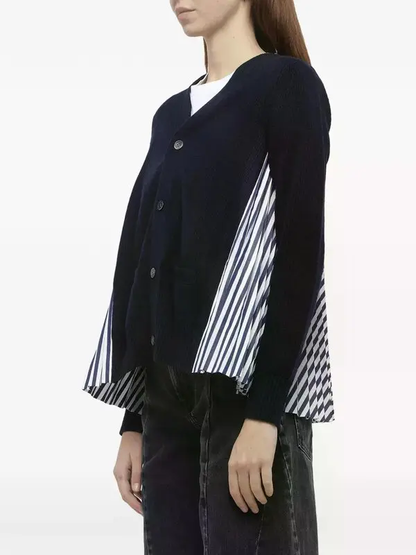 Sacai Pleated Striped Cardigan