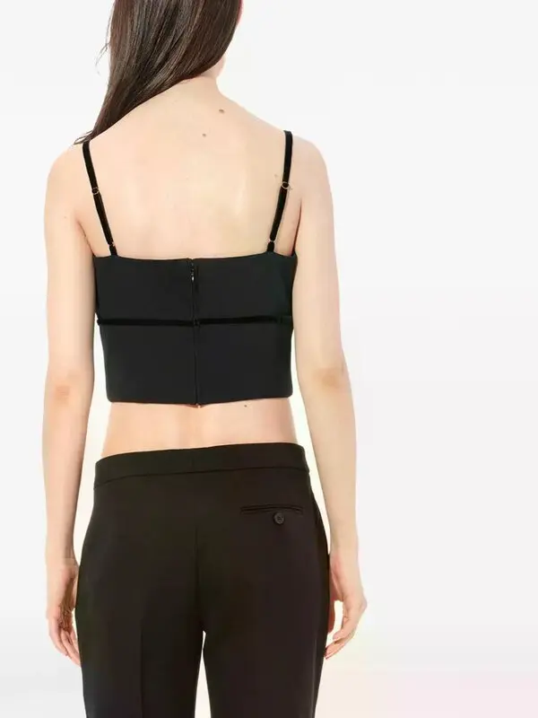 Alexander McQueen Leaf Crepe Sweetheart Neck Cropped Top