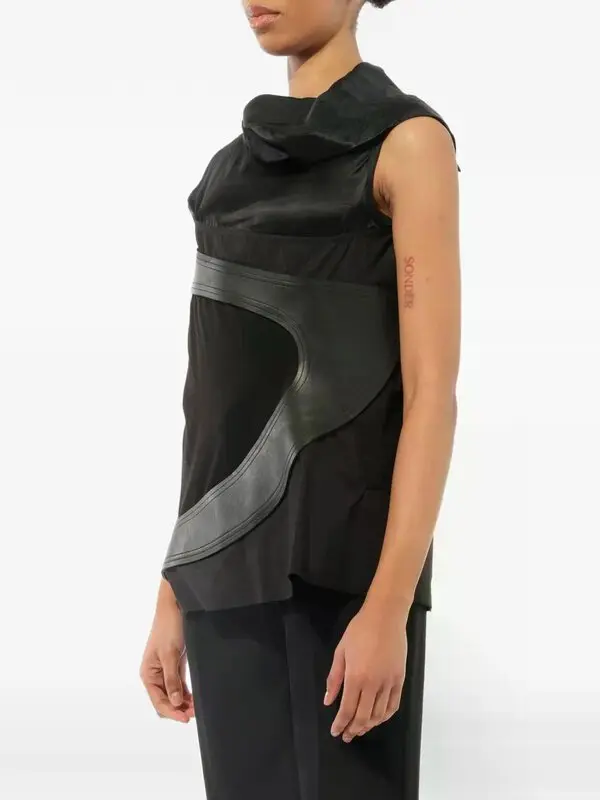 Rick Owens Sleeveless Arc-hem Top With Satin Panels