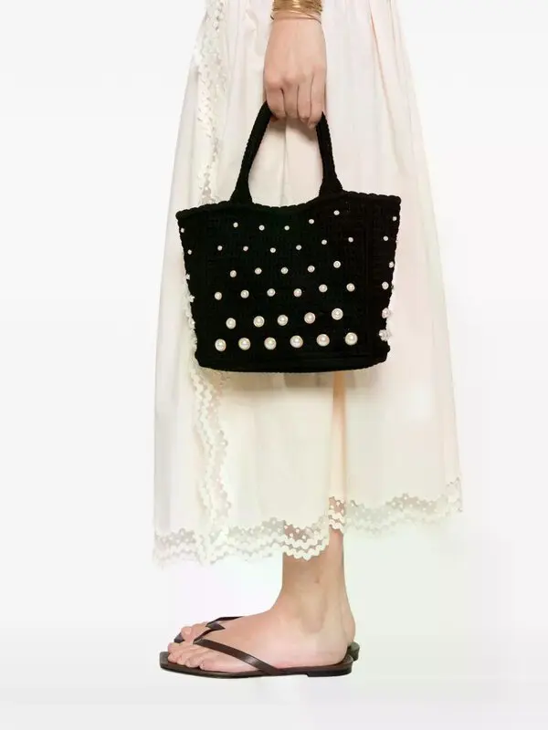 Sandro Embellished Crochet Tote Bag