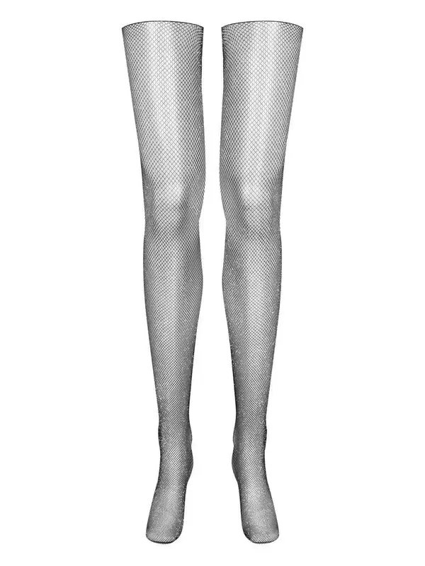 MAISON CLOSE Lurex Detail Mesh Stockings - Black