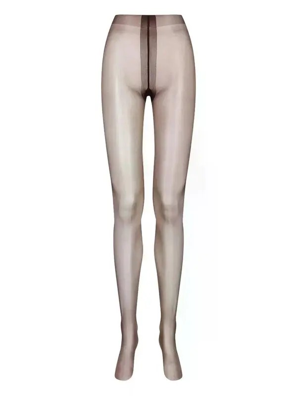 MAISON CLOSE Satin High-waisted Tights - Brown