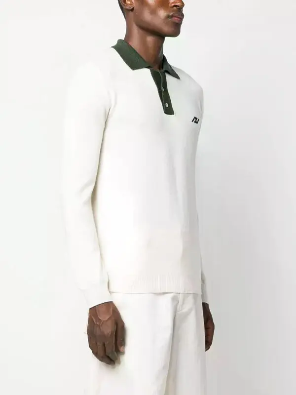 AUTRY Logo-embroidered Contrast-collar Polo Shirt