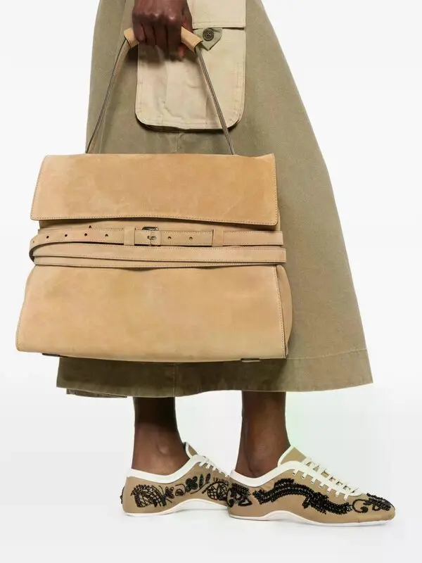 Moschino Belted Suede Tote Bag - Neutrals