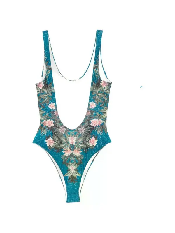 MAZZEI Glitter Effect Tropical Print One Piece Swimsuit