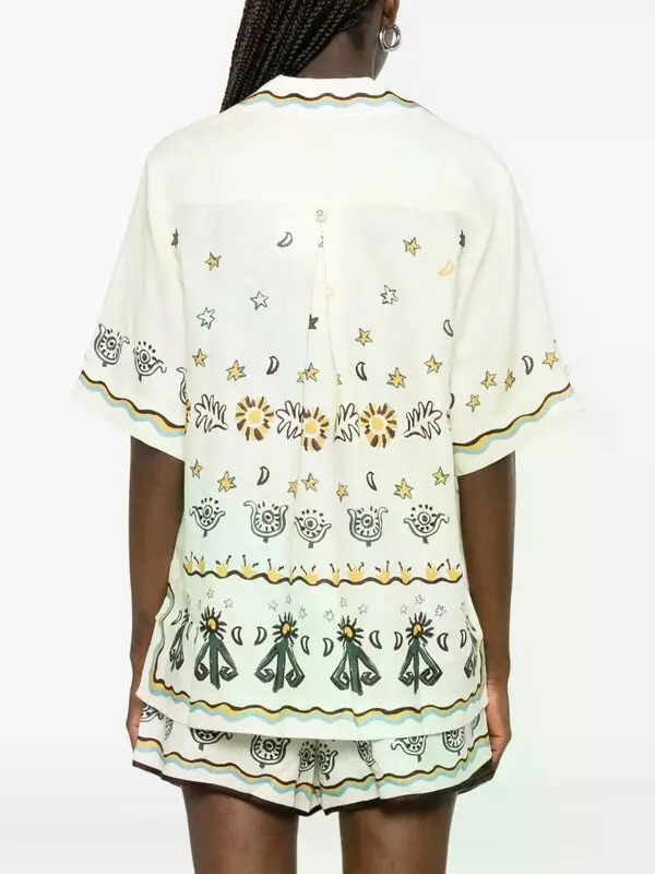 ALEMAIS Graphic Print Short Sleeve Shirt - Neutrals