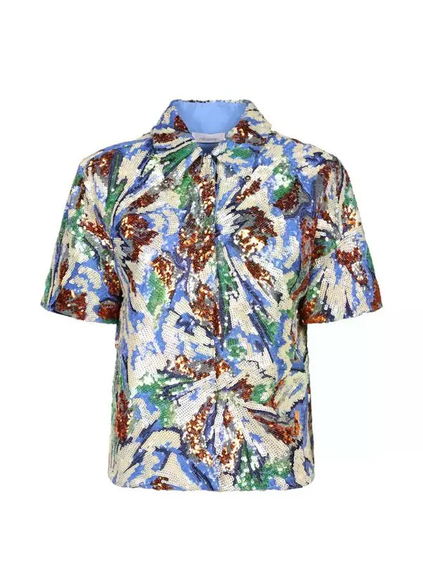 Rabanne Sequined Polo Shirt - Blue