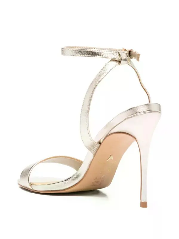 ANDREA CARRANO Metallic Leather Ankle-strap Heeled Sandals - Gold