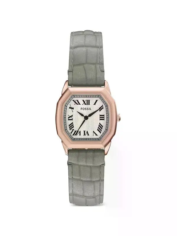 Fossil Harlow 27mm Watch With Croc-effect Leather Strap - White