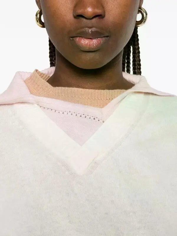AUGUST BARRON Layered Effect V-neck T-shirt