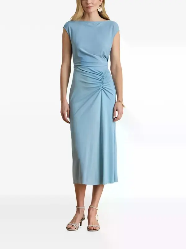 Ralph Lauren Pleated Cap-sleeve Midi Dress