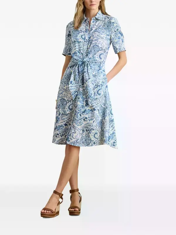 Ralph Lauren Paisley Print Tie-front Midi Dress - Blue
