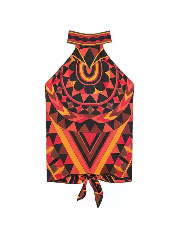 Emilio Pucci Geometric Print Halterneck Silk Top