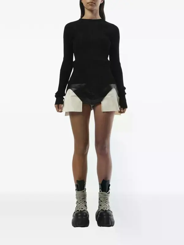 Rick Owens Ribbed Knit Crew Neck Sweater