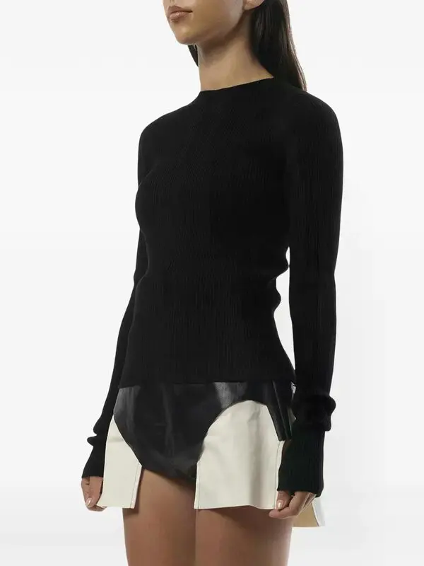 Rick Owens Ribbed Knit Crew Neck Sweater