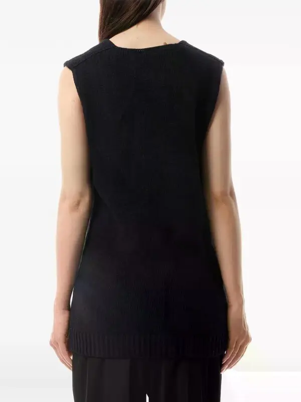 LANVIN Plunge V-neck Ribbed-trim Sweater - Black
