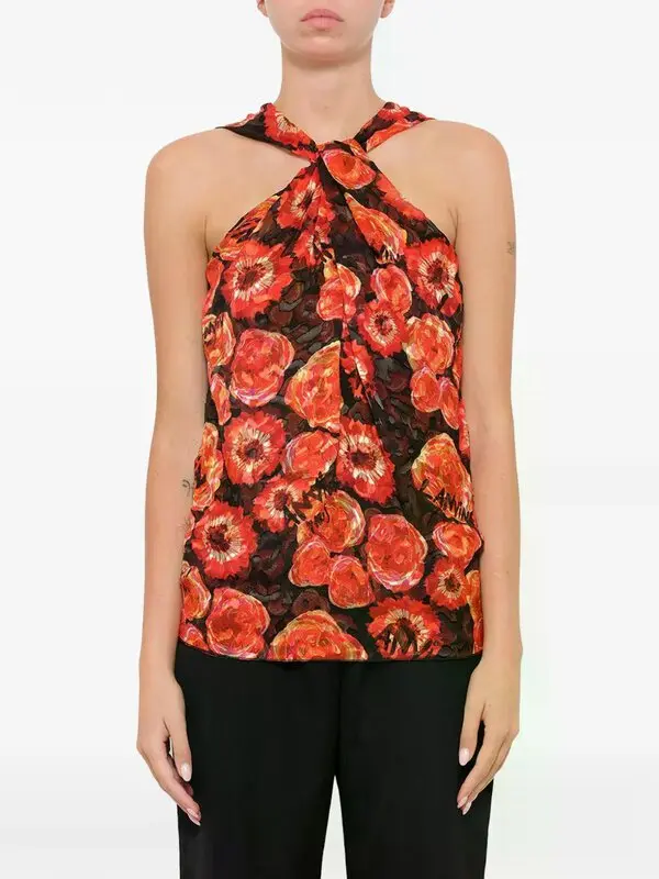 LANVIN Floral Print Halterneck Blouse