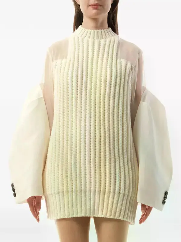 Sacai Layered Ribbed-knit Dress