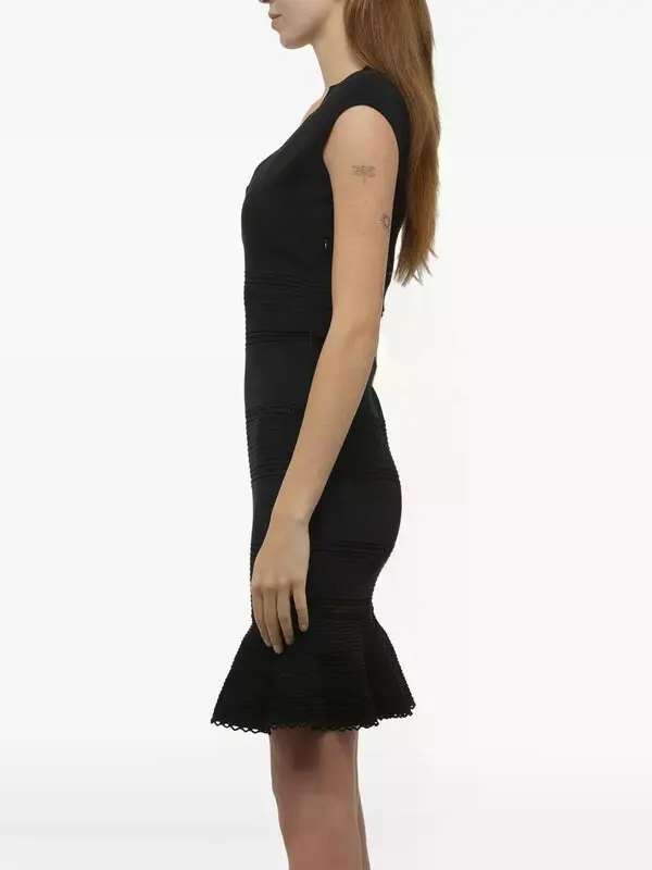 Alexander McQueen V-neck Mini Dress With Cap Sleeves And Peplum Hem