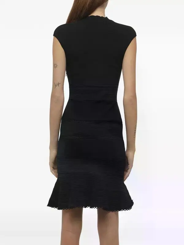 Alexander McQueen V-neck Mini Dress With Cap Sleeves And Peplum Hem