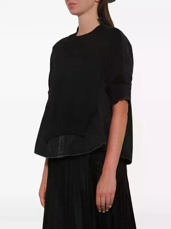 Sacai Paneled Crew Neck Sweater - Grey