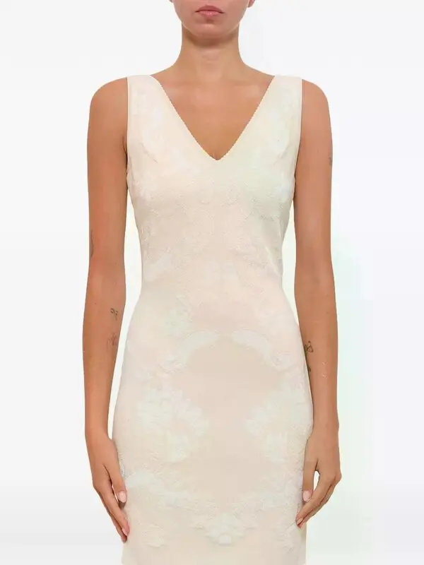 Alexander McQueen V-neck Floral Jacquard Mini Dress