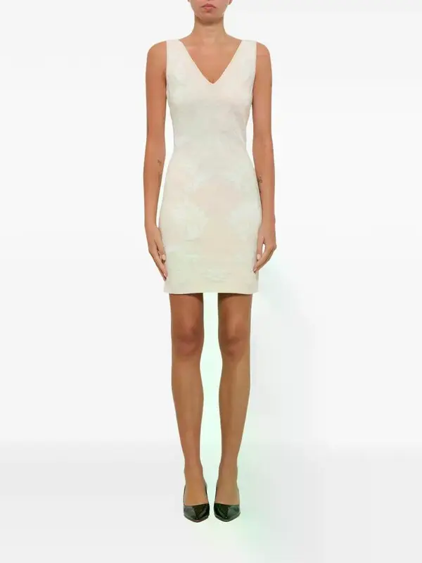 Alexander McQueen V-neck Floral Jacquard Mini Dress