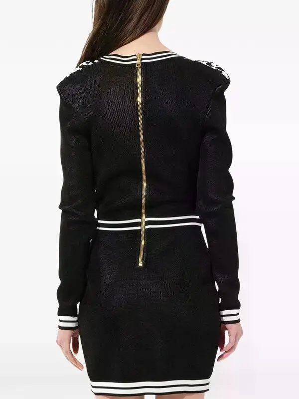 Balmain Leopard Print Lace-up V-neck Dress