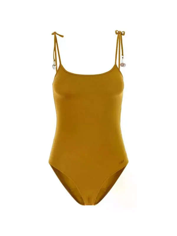 Chloé Embellished Tie-fastening Swimsuit - Yellow