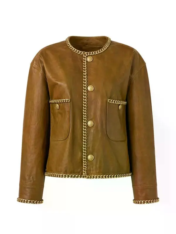 R13 Chain-link Trim Leather Jacket