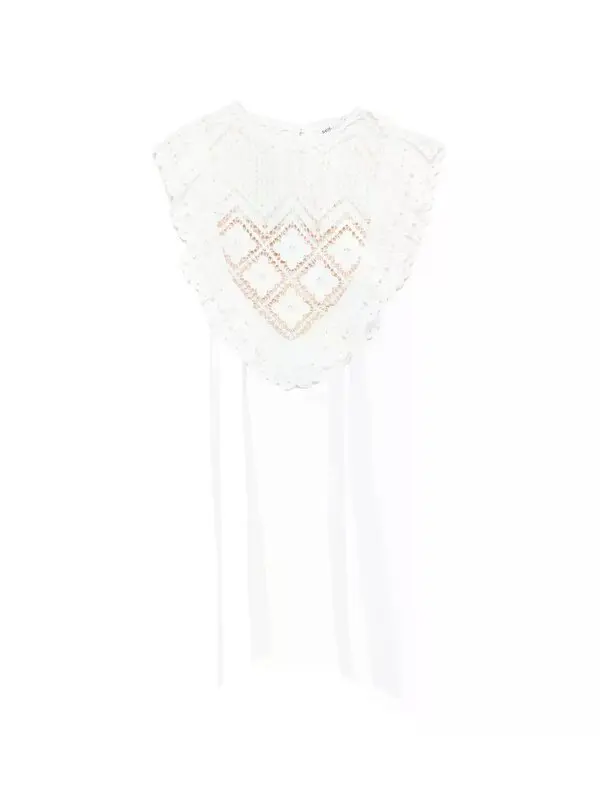 SELF-PORTRAIT Guipure Lace Cropped Top - White
